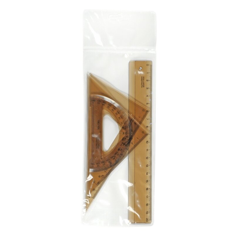 Geometrie- Set Klein / 20 cm Lineal 4 Teile , Transparent Braun - KOH