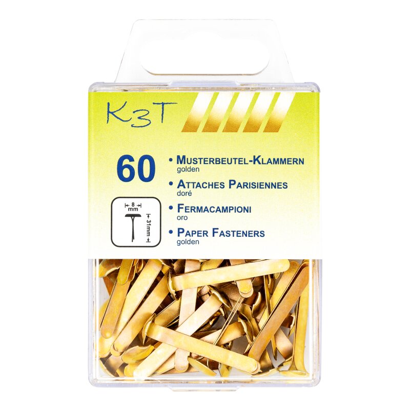 Musterbeutel-Klammern K3T Rundkopf 8 x 31 mm, im 60er Pack - KOH-I-NO