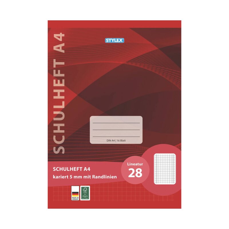 Kariertes Heft A4 Mit Rand Oxford Schulheft A4, 16 Blatt, Lineatur 28 ...