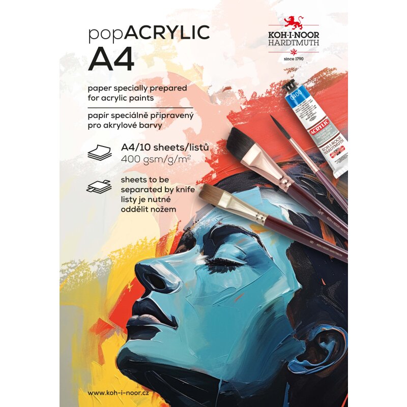 Acryl- Malblock A4 Block - 10 Blatt weiß , 400 g/m² - KOH-I-NOOR Deut